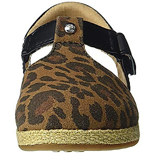 UGG girls I Emmery Leopard Flat Sandal, Tan, 4-5 Infant US
