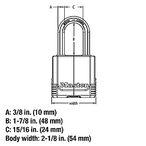 Master Lock M515XTLH Magnum Heavy Duty Padlock with Key, 2 Pack Keyed-Alike, Black