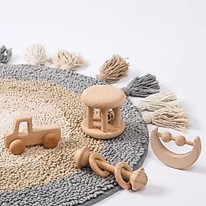 Wood Baby Rattle Personalizable Infant Rattle Sensory Development Wooden Toys Set