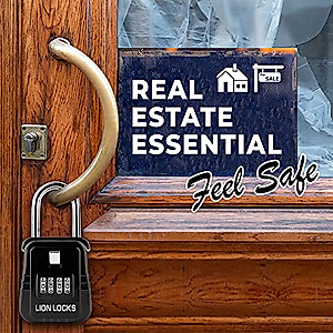 Lion Locks 1500 Key Storage Lockbox, Set-Your-Own Code Lock Portable Key Holder, Rust-Proof, Secure Outdoor Key Safe, Hide-a-Key Safe Box Lock Box, Airbnb, Construction (2-Pack/Black)