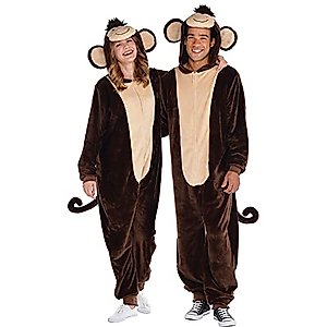 Amscan Monkey Hooded Zipster - Adult S/M, 1 Pc, Brown