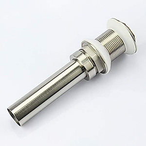 Vessel Sink Drain Stopper Without Overflow, Lavatory Bathroom Pop Up Drain, Brushed Nickel