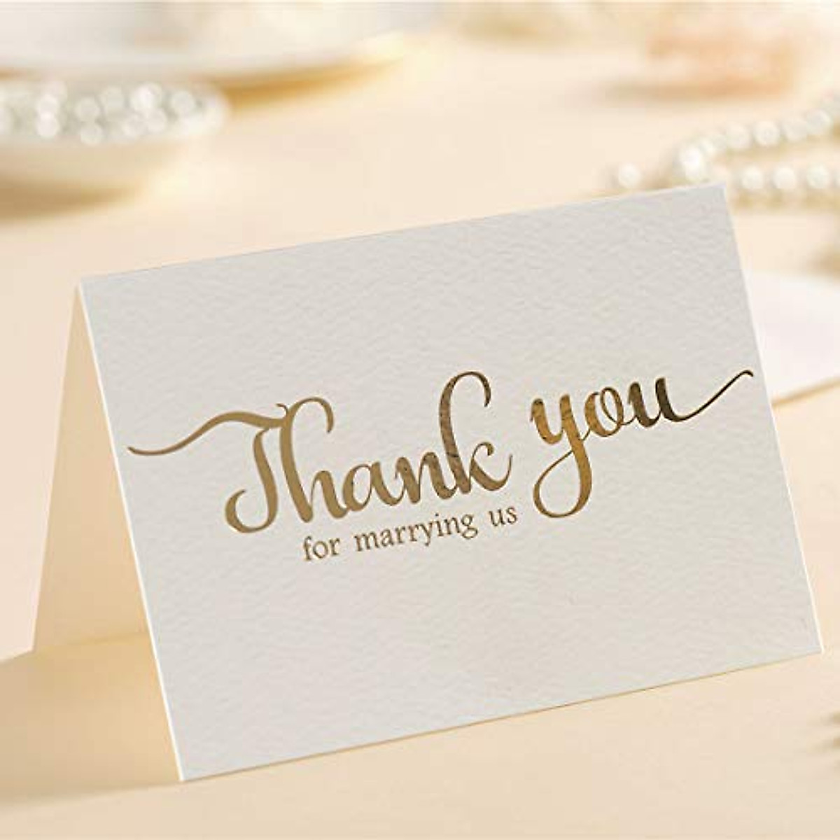 MAGJUCHE Thank You for Marring Us, Gold Foil Wedding Day Card to Your Officiant, Priest, Rabbi, Deacon Note Card to Go W/Gift