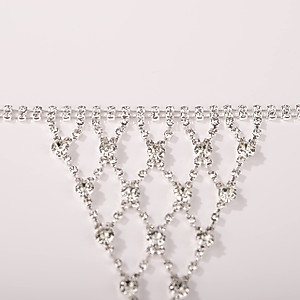 YERTTER Dainty Silver Rhinestone Wedding Brides Hand Accessories Slave Link with Ring Bracelet Sparkly Bracelet with Ring Hareness Hand Chain Party for Women Girls (Style 1)