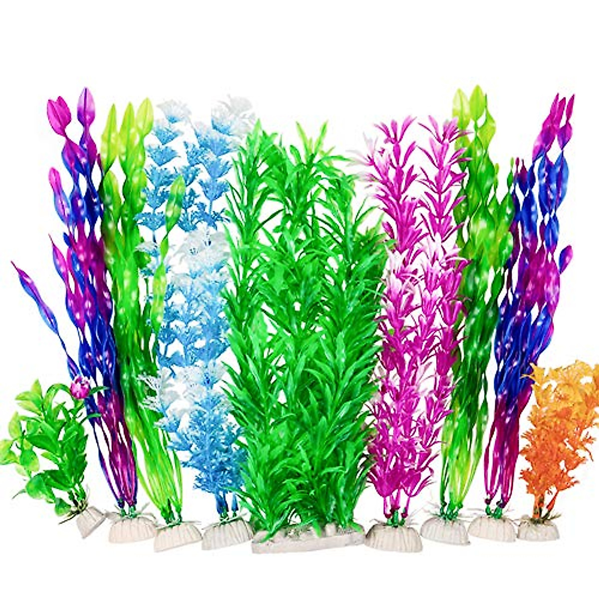 CousDUoBe 9 Pack Large Aquarium Plants Artificial Aquatic Plants, simulate Plants and Aquarium Landscape vividly (12inch)