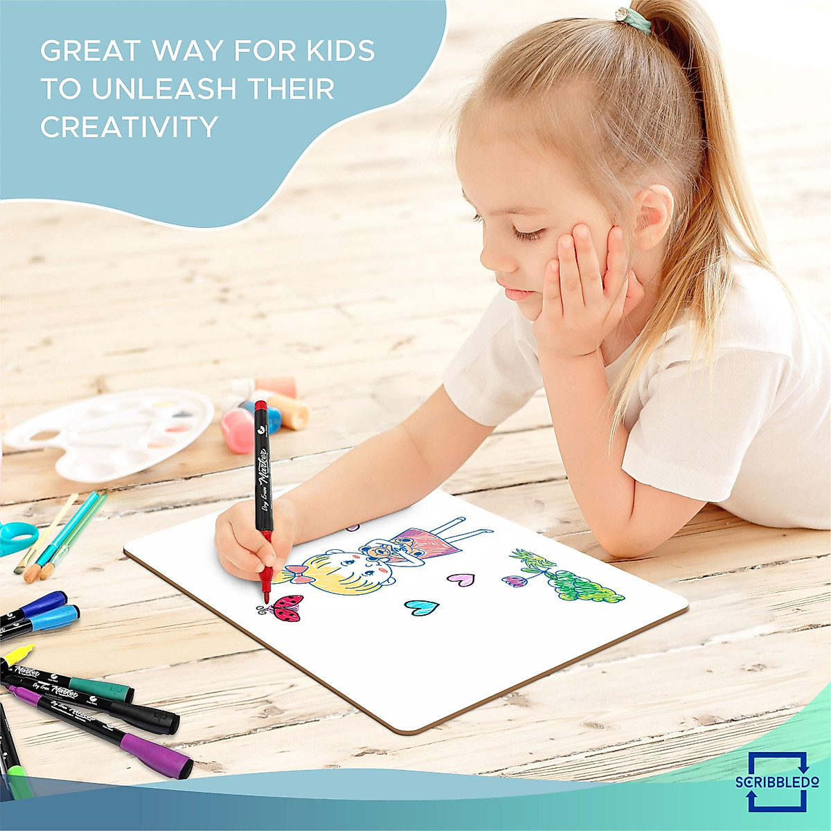 Scribbledo Small White Board Dry Erase Mini Whiteboard 9x12 Inch Small Dry Erase Board Marker Board Dry Erase Lapboards Handheld Personal White Boards for Students Small Whiteboard Office Kitchen