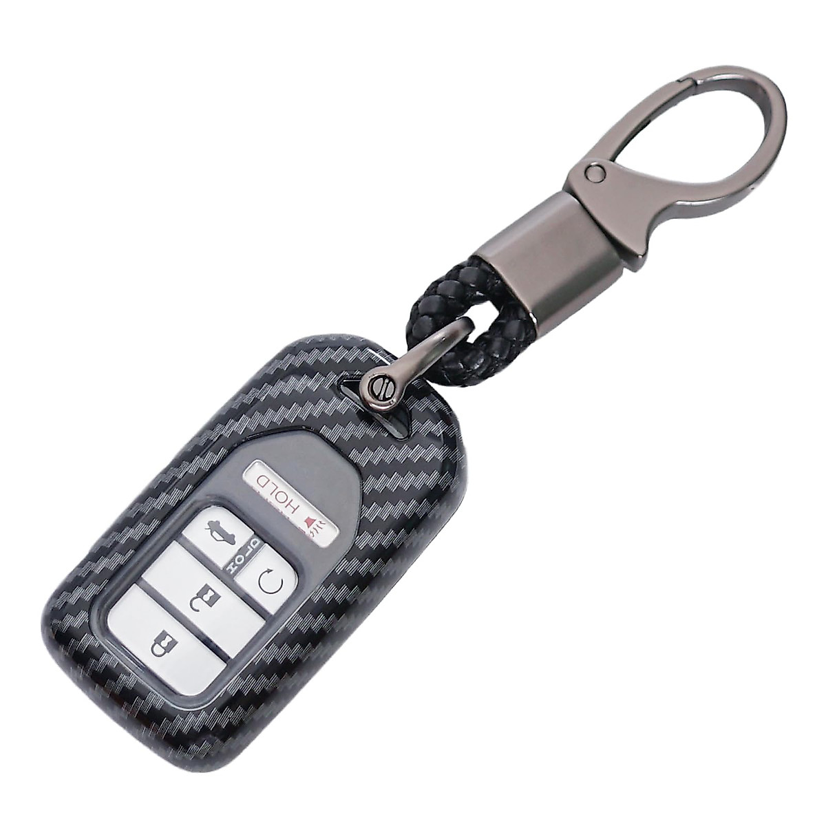 for Honda Key Fob Cover, Premium Hard ABS Carbon Fiber Pattern Key Fob Case Compatible with 2016-2020 2021 2022 Honda Pilot Odyssey Civic CR-V HR-V Fit Accord Smart Key with Keychain