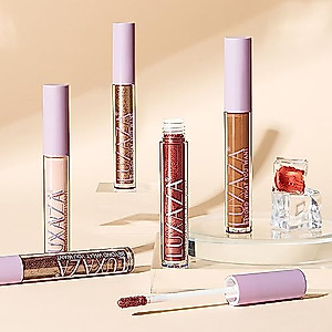 LUXAZA Neutral Brown Liquid Eyeshadow Set, 5Pcs - Long Lasting, Highly Pigmented, Quick-Drying Sparkling Eye Shadow Makeup, Multi-Use, Travel Friendly