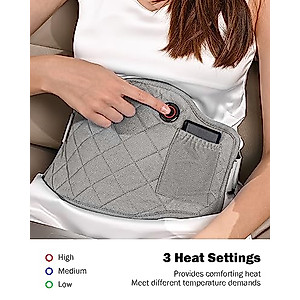Cordless Heating Pad, Portable and Rechargeable for Back Pain, Neck and Shoulders and Cramps, Ultra-Soft 9.8" x 15.7" with Adjustable Strap, 3 Heat Settings & Fast Heating, w/ 5000mAh Battery - Gray