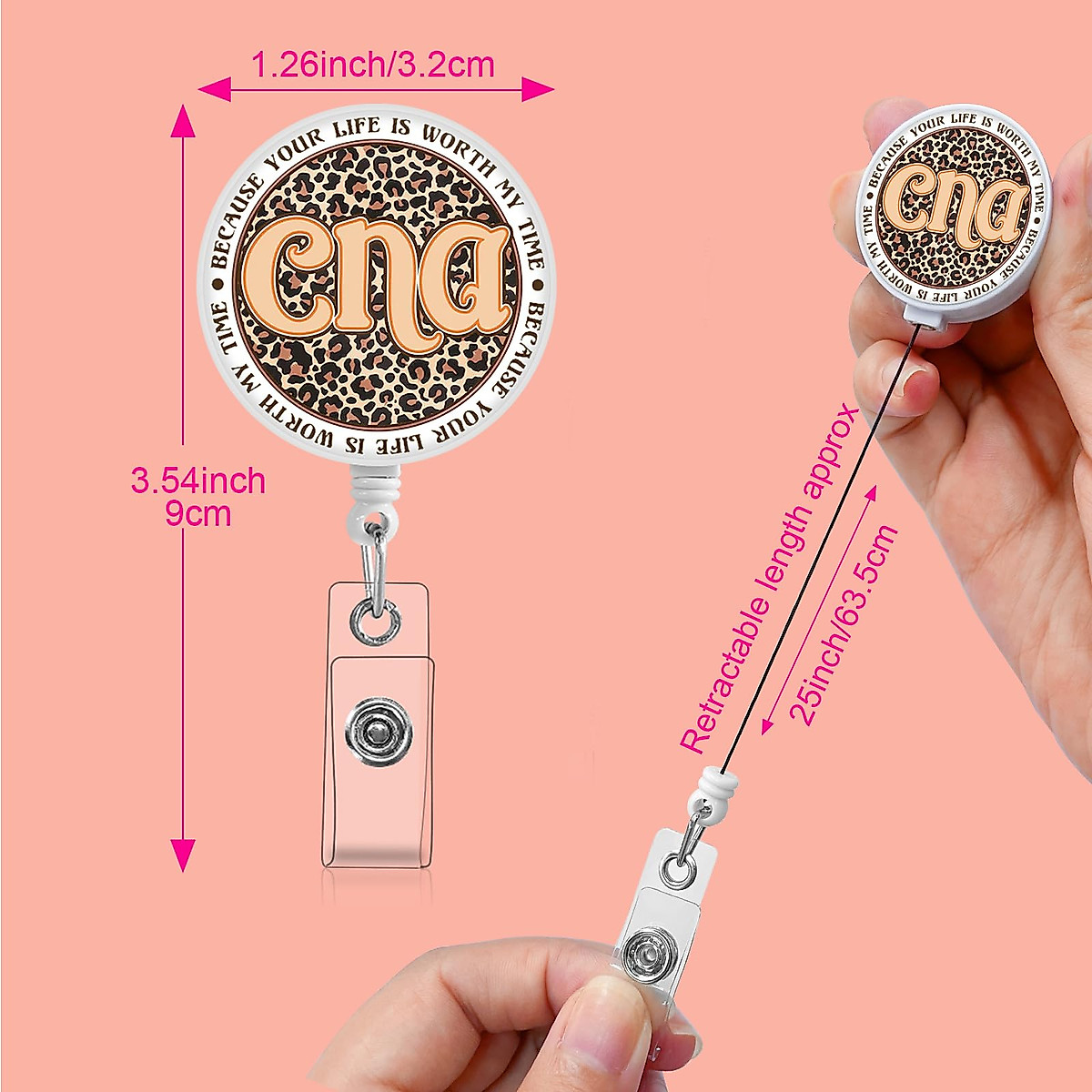 Badge Reels Holder Retractable, ID Card with Alligator Clip for Nurse Name CNA Because Your Life is Worth My Time Cute Funny Cartoon Nursing Doctor Teacher Medical Work Decorative Gift(CNA)…