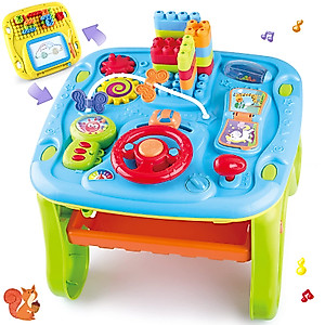 PLAY Baby Activity Table & Learing Table, 7-in-1 Multi Kids Activity Table Set Early Education Toy, Musical Table & Block Table, Toys for Toddlers Infants Kids 1 2 3 Year Olds Boys Girls Gifts