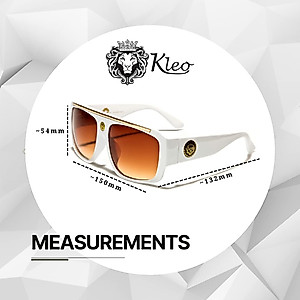 White & Gold Kleo Flat Top Hip Hop Rapper Retro Aviator Sunglasses w/ Brown Lenses
