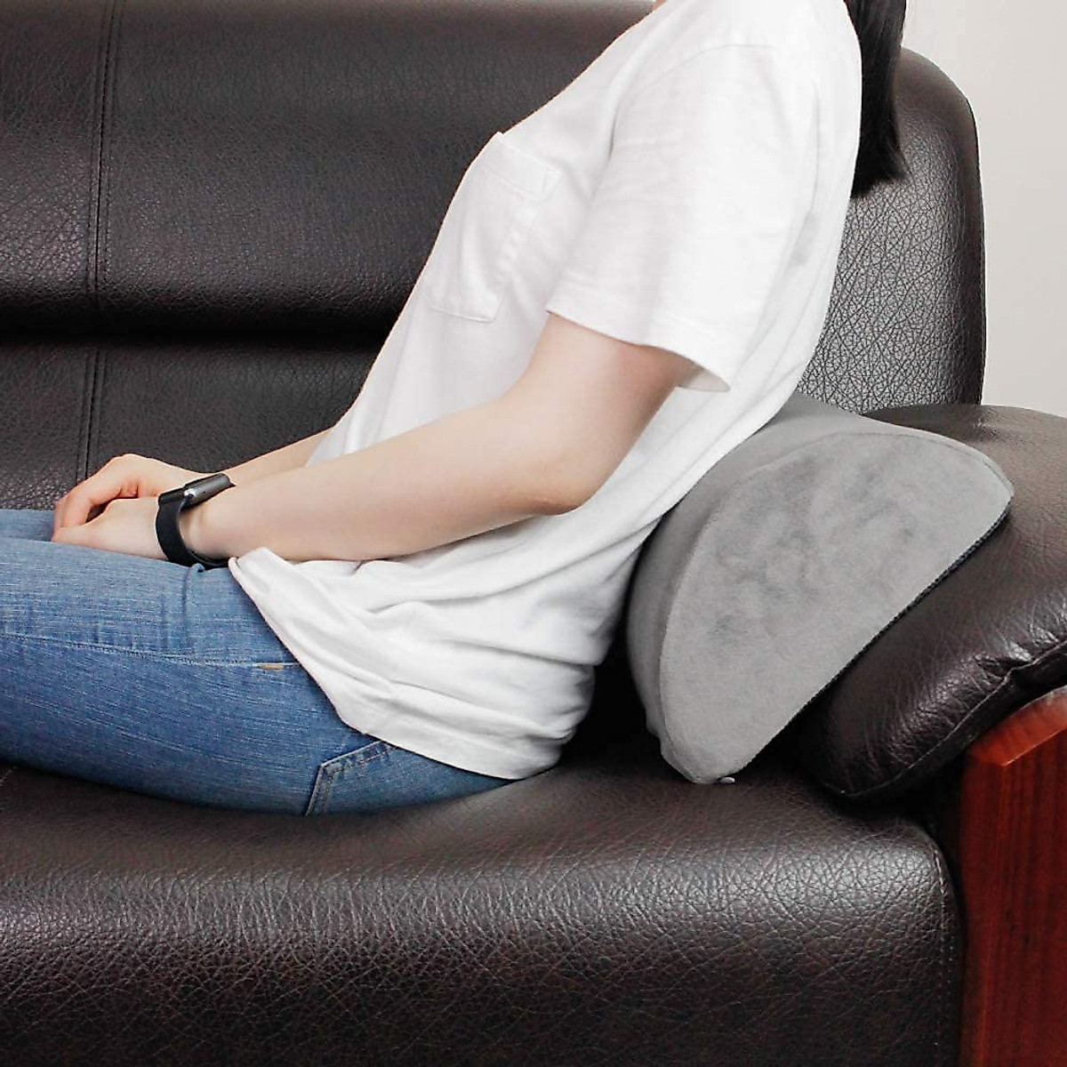 Footrest for Under Desk with Non-Slip Massaging Micro Beads Base Firm Foam Half-Cylinder Ergonomic Footstool for Home Office Desk Airplane Travel (Black B)