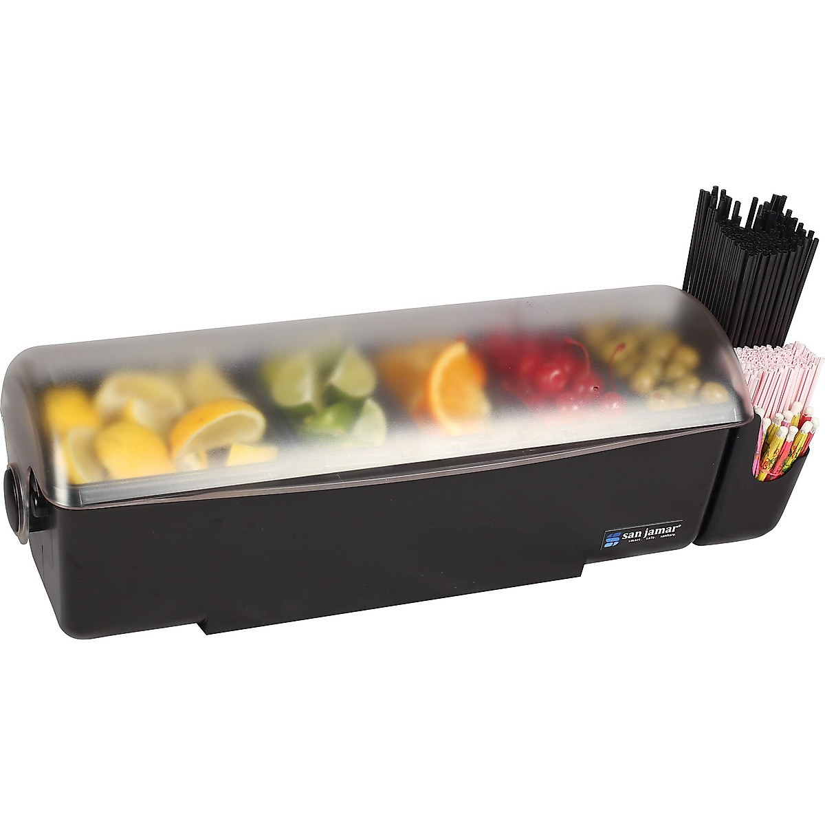 San Jamar Dome Plastic Garnish Center, 8 Pint - 5 Tray, Black