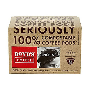 Boyd's Coffee French No. 6 Coffee –Ground Dark Roast– Blended from 100% Arabica – Rich & Full-Flavored – Single Cup - Pack of 12.