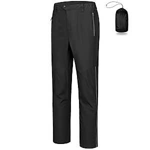 Little Donkey Andy Men's Waterproof Rain Pants Windproof Overpants Lightweight Outdoor Trousers for Hiking Golf Fishing Black XL