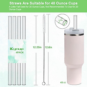 Kynup Straw(4Pack), Straw Topper Cover(4Pack) for Stanely 40 oz Tumbler, Reusable Straw Tritan Material, Straw Cover Cap Silicone Material with Cleaning Brush