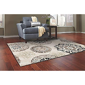 L'Baiet Katie Beige Brown Floral Ikat Pattern Mid-Century Modern Indoor 8' x 10' Area Rug