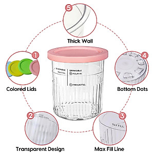 Generic Fit For ninja creami pints and lids - 4 pack Pot Compatible with NC501 NC500 Series 11-in-1 Creamer Ice Cream Maker Machine 4 Pack 24OZ NC501 Ninja Creami Deluxe XL Cups BPA Free