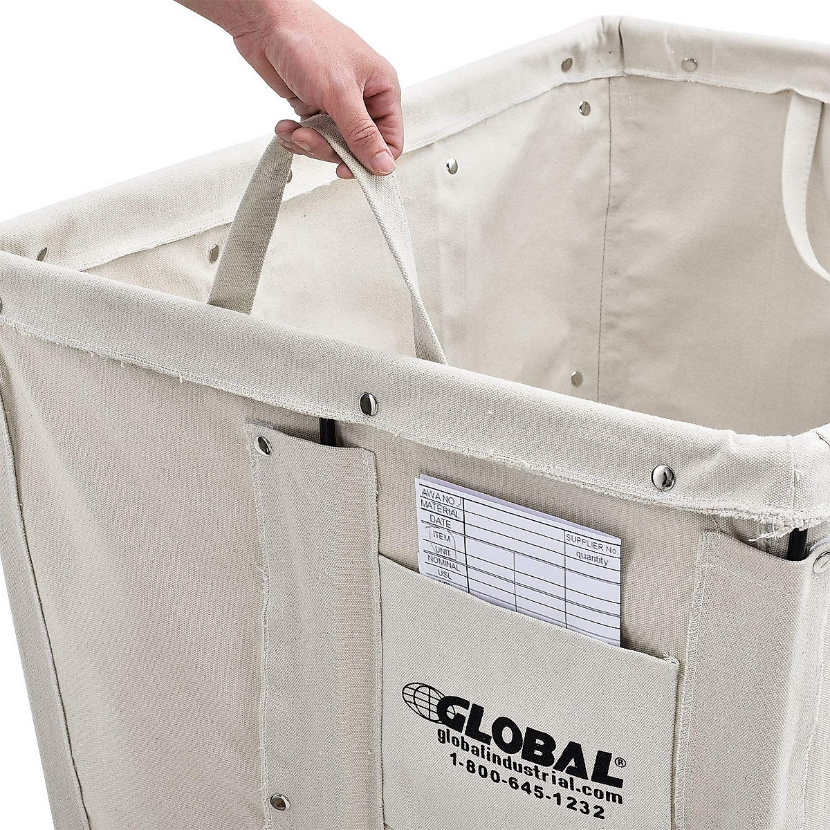 Global Industrial 8 Bushel, Canvas Basket Bulk Truck, Unassembled, 34" L x 22" W x 30-1/2"H