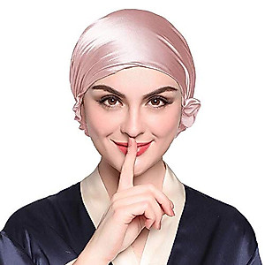 LilySilk Silk Sleeping Cap for Hair Stretchy -Night Cap- for Women 100 Real Silk Bonnet Sleep Cap- for Curls (Rosy Pink)