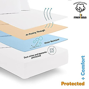 Merissa Premium Mattress Protector, Made from Cotton Terry - Vinly Free, Breathable, Water Resistant, Twin XL Size, White