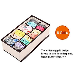 Bofoho Underwear Organizer, 4 PCs Foldable Closet Dresser Drawer Organizer for Clothes, Lingerie, Bra, Panty, Sock, Tie and Belt Storage (Beige)