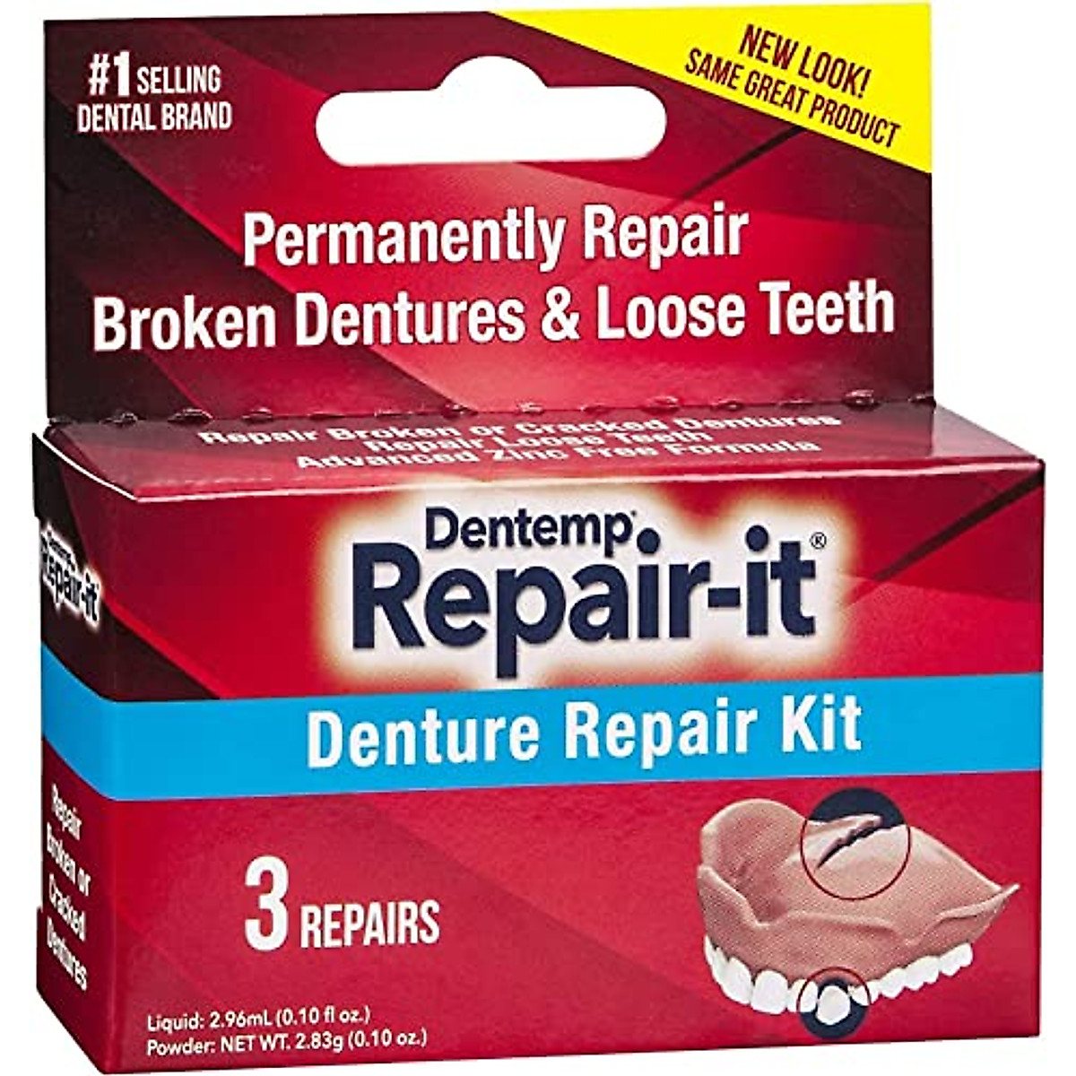 Dentemp Repair Kit - Repair-It Advanced Formula Denture Repair Kit - Denture Repair Kit Repairs Broken Dentures - Denture Repair to Mend Cracks & Replace Loose Teeth
