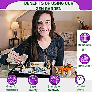 Mini Zen Garden for Desk 11x8in, Zen Gifts,Sand Tray Therapy Kit, Zen Sand Garden for Desk Mini Rock Garden Gifts, Desk Zen Garden Kit Zen Garden Accessories for Zen Garden Sand Tray Therapy