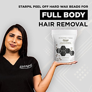 Starpil Wax 1000g / 2.2 lb Bag Black Hard Wax Beads for Hair Removal, Stripless Wax Polymer Blend, Low Temperature Film Wax Beans for Face, Body, Bikini, Brazilian, Legs, Underarm, Back, Chest.