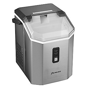 Panana Ice Maker Machine,Nugget Ice Maker Countertop at Home, Automatic Portable Square Ice Cubes Ice Makers Make Soft Chewable Nugget Ice Cube Maker with Handle,Scoop Basket (Silver)