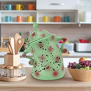 YYPLIAN Canister With Attitude, Large Ceramics Jar with Lid, Cute Creative Food Storage Jar with Airtight for Coffee, Tea, Sugar, and Spices (Green)