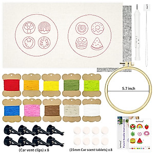 Hand U Journey Car Vent Clip Embroidery Punch Needle Kit - DIY Needlework Set for Creative Car Decor with Aromatherapy Pads and Plastic Stand