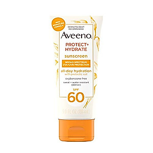 Aveeno Protect + Hydrate Moisturizing Body Sunscreen Lotion With Broad Spectrum Spf 60 & Prebiotic Oat, Weightless & Refreshing Feel, Paraben-free, Oil-free, Oxybenzone-free, 3.0 ounces