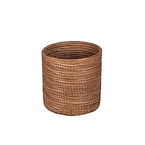 JOSE ARTESANO Pine Needle (Ocoxal) Waste Basket, 9.8 in x 9.8 in, Cylindrical, Wicker Trash Can, Natural, 100% Sustainable, Organic and Vegan