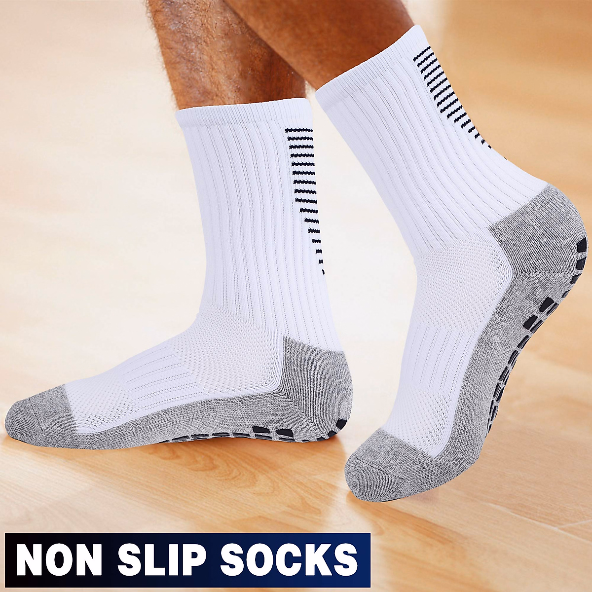 JHM Grip non slip socks, Anti Slip Non Slip,Non Skid Slipper Hospital,Sport,Athletic Socks for Men and Women for US shoe sizes 6-12