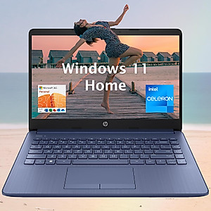 HP Portable Laptop (include 1 Year Microsoft 365), 14’’ HD Display, 8GB RAM, 64GB eMMC, Intel Quad-Core N4120, Student and Business, Webcam, HDMI, Wi-Fi, RJ-45, Windows 11 Home, Grayish Blue