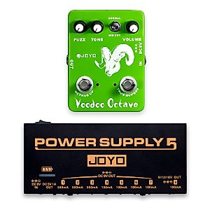 JOYO JF-12 Voodoo Octave Germanium 60's Fuzz Pedal Bundle with JP-05 Pedal Power Supply Built-in Rechargeable Battery