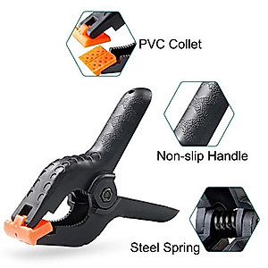 Lidlife 16 Clips Include 8 Heavy Duty Spring Clips, 8 Backdrop Background Clip Holders, Adjustable Elastic Nylon Photo Clips, for Photography and Video Studio Shooting