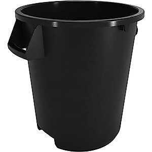 Carlisle FoodService Products Bronco Black 10 Gallon Round Waste Bin Trash Container - 84101003 - Pack of 6