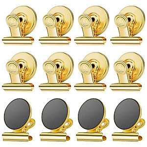 GRTARD 12Pack Magnetic Clips with Anti-Scratch Sticky Pads, Strong Heavy Duty Clips Magnet, Fridge Magnets Clip, Whiteboard Magnets Clip, Non-Scratch Metal Magnet Clips for Refrigerator, Whiteboard