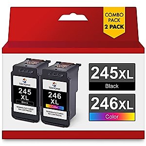 245XL 246XL Black and Color Combo Pack Ink Cartridges Replacement for Canon Ink 245 246 PG-245XL CL-246XL Works with Canon Pixma MG2522 TR4520 MX490 TS3322 MX492 TS3122 MG2500 TR4500 TR4522 Printers
