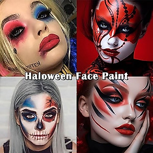 Eye Black Face Paint Kit, Eye Black Stick for Football Baseball Softball Lacrosse, Blue Red Black Facepaint Lipstick for Christmas Costume Cosplay Clown Makeup, Waterproof Blendable Body Paint Stick
