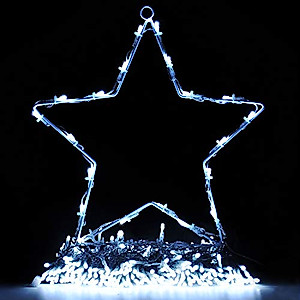 Joiedomi Christmas Outdoor Star String Lights, 335 LED 8 Lighting Modes Waterfall Lights for Christmas Tree Decorations, Home Party Wedding Garden Yard Patio Xmas Outdoor Décor (White)