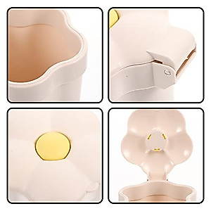 Zerodeko Trash Cans Trash Cans Garbage Cans Mini Wastebasket Trash Can Tiny Desktop Waste Garbage Bin with Swing Lid for Home Office Kitchen Vanity Tabletop White Trash Cans Garbage Cans Garbage Cans