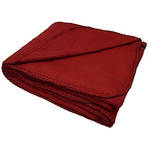 Anico Cozy Polar Fleece Blanket, 50" x 60", Dark Red