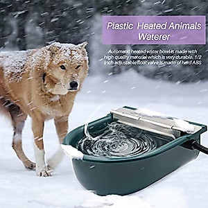 PAULOZYN Heated Livestock Water Bowl Kits Automatic Animals Dog Waterer Trough Outdoors Winter Animals Water Dispenser for Chicken Pet Cattle Horse Pig Cow Goat Sheep, with 2PCS Float Ball Valves