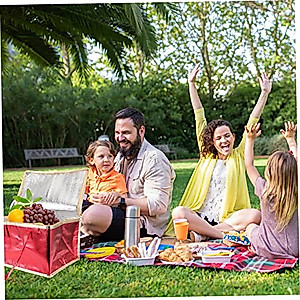 COLLBATH Insulated Bag Thermal Insulation Bag Food Bag Pizza Warmer Bags Grocery Cooler Bag Food Warmer Bag Portable Cake Storage Bag Pizza Carrying Bag Film Red