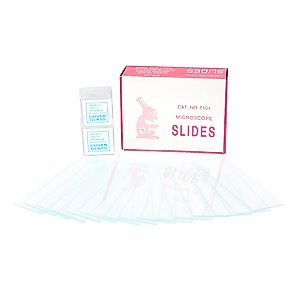 Blank Microscope Slides and Coverslips, 50Pcs Pre-Cleaned Blank Microscope Slides and 200Pcs 18mm Coverslips, for Microscopy Experiments and Analysis, Microscope Accessories. (A)