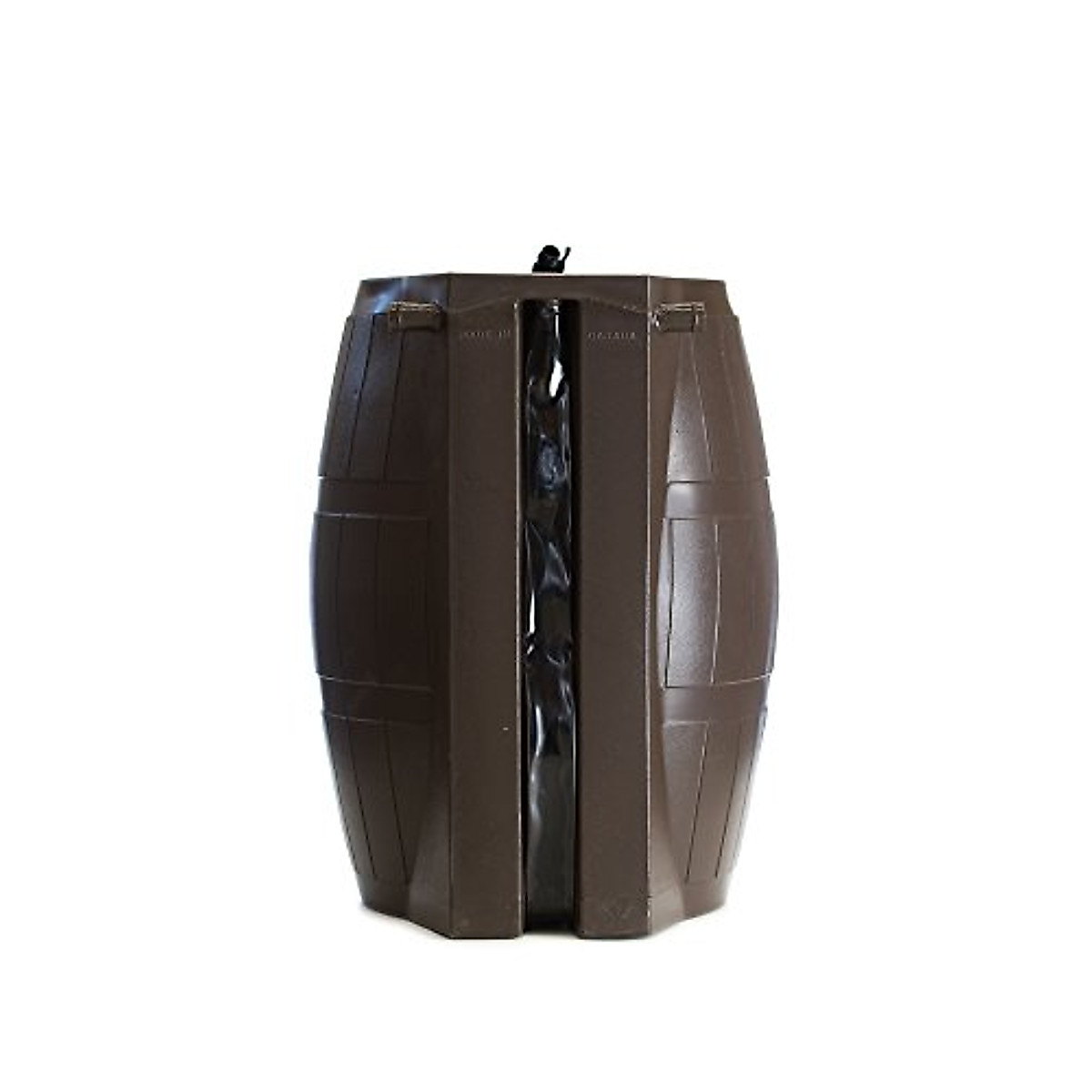 FCMP Outdoor RC4000 50-Gallon Heavy-Duty Outdoor Home Rain Catcher Barrel Water Container with Spigots and Mesh Screen, Brown